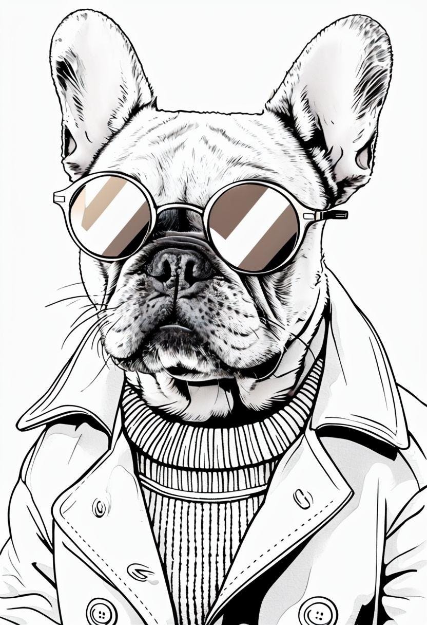Dog Coloring Pages, Frenchie Digital Coloring Book - Etsy