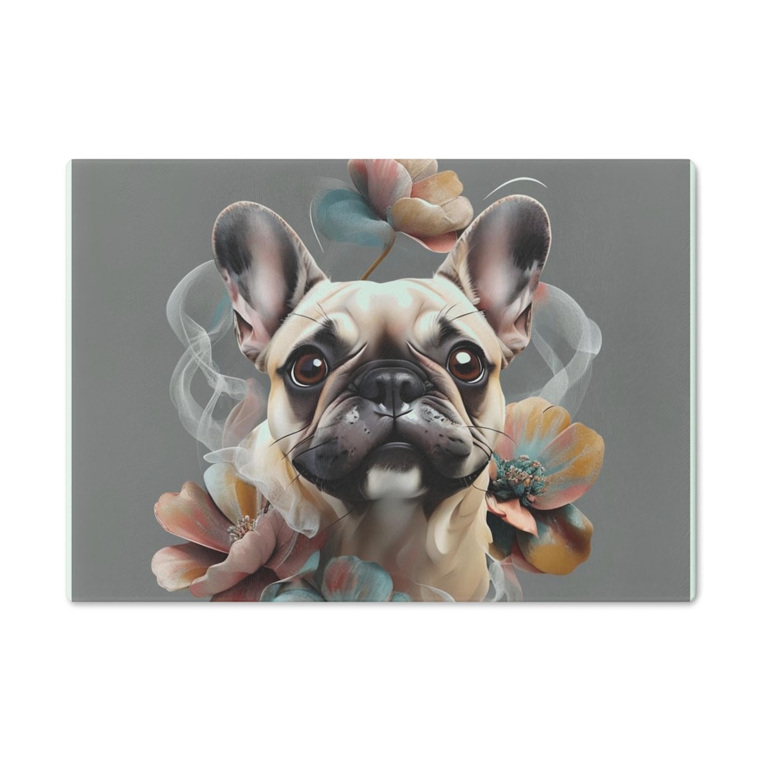Frenchie With Flowers. Cutting Board - Etsy