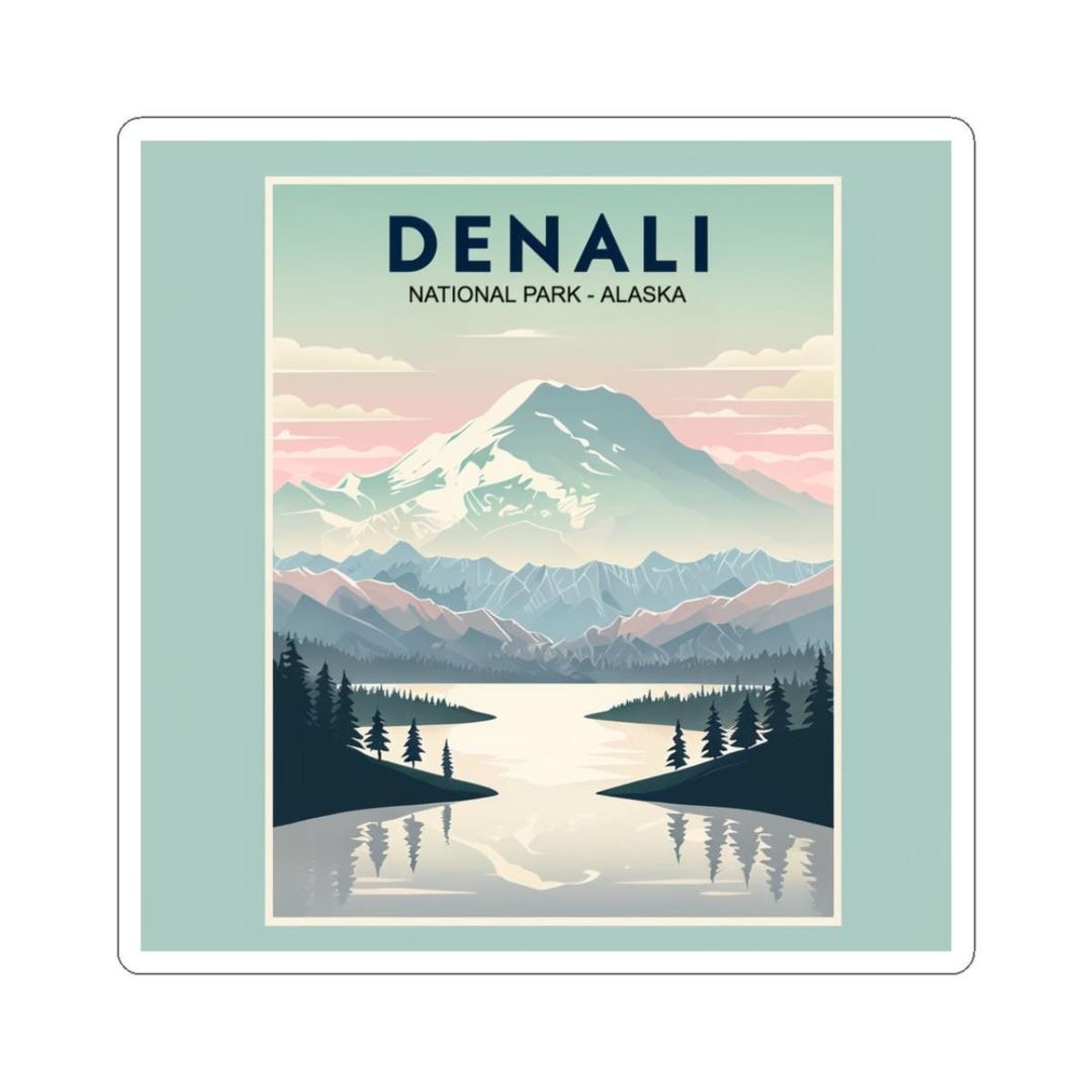 Denali National Park Sticker, Vinyl Decal, Travel Adventure, Camping ...