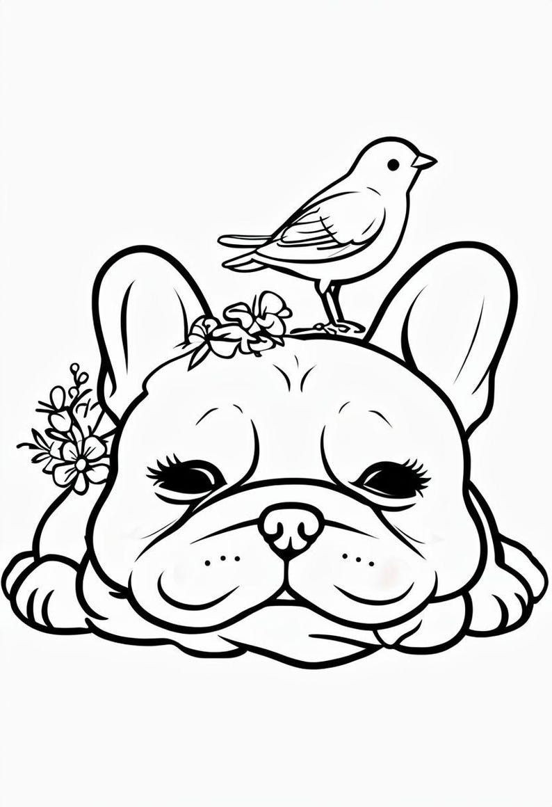 Dog Coloring Pages, Frenchie Digital Coloring Book - Etsy