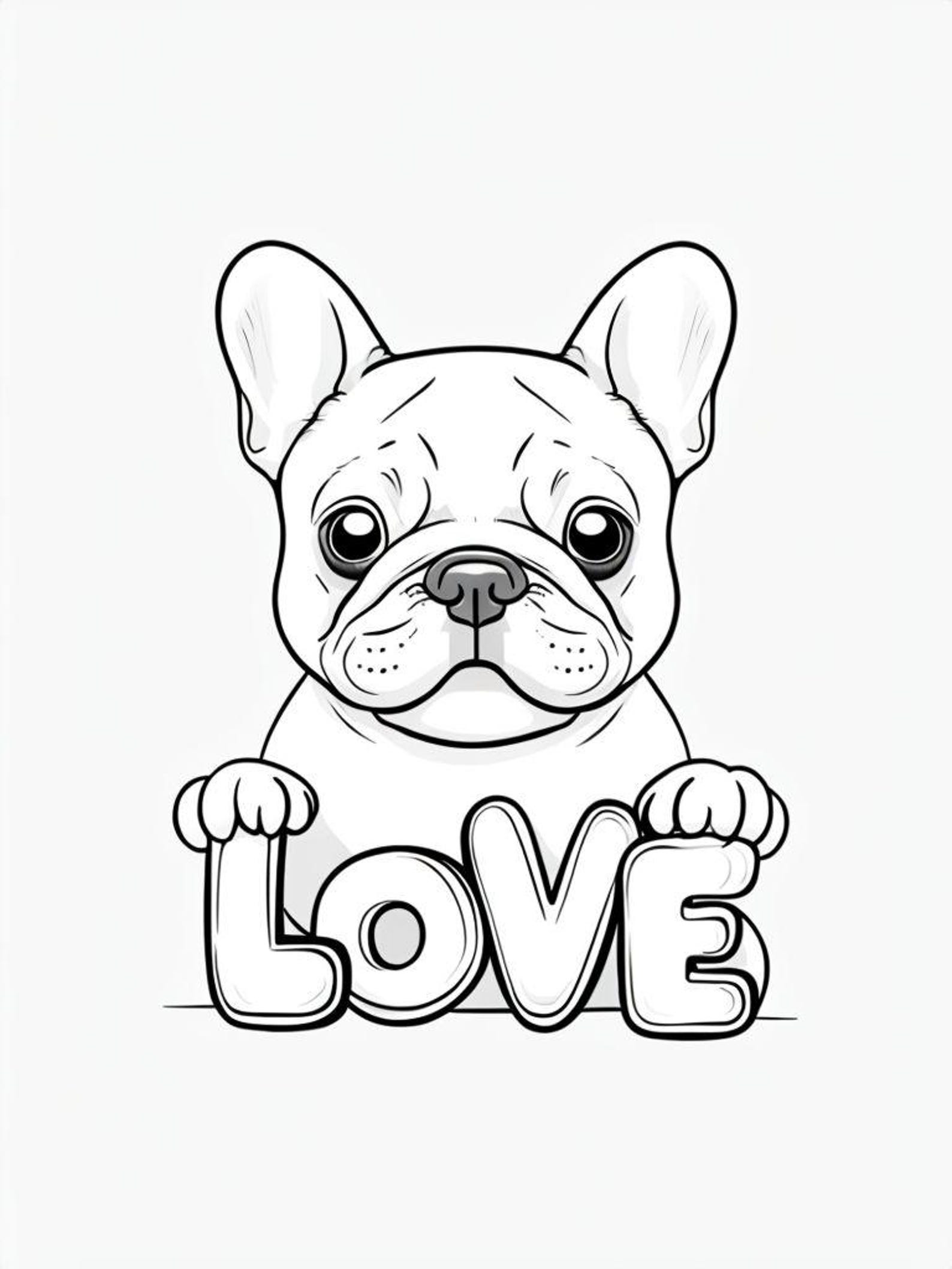 Dog Coloring Pages, Frenchie Digital Coloring Book - Etsy