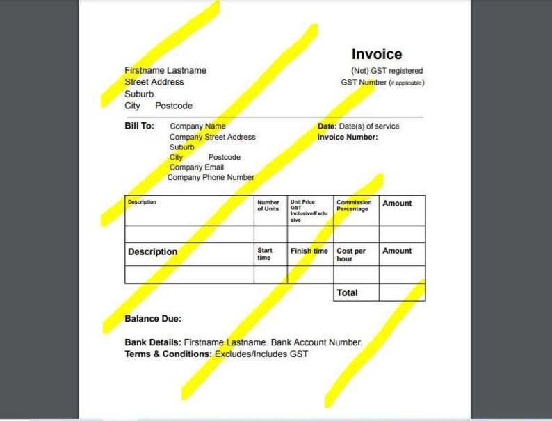Invoice Template and Example - Etsy