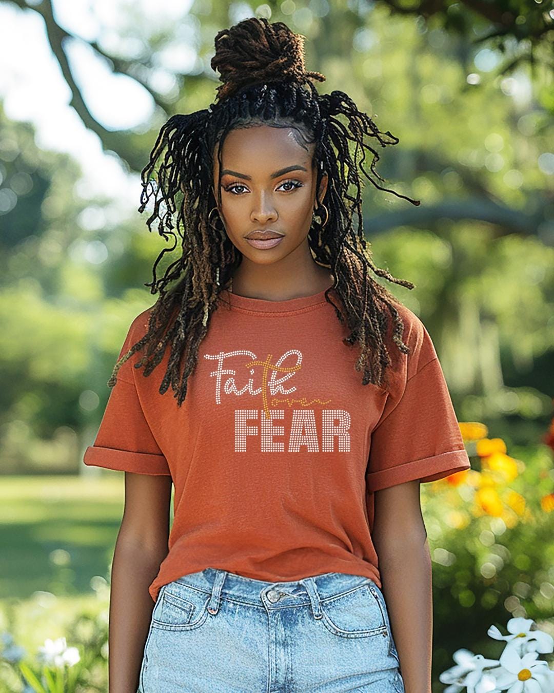 Faith Over Fear Rhinestone Transfer – Iron-on Bling Design for Apparel ...