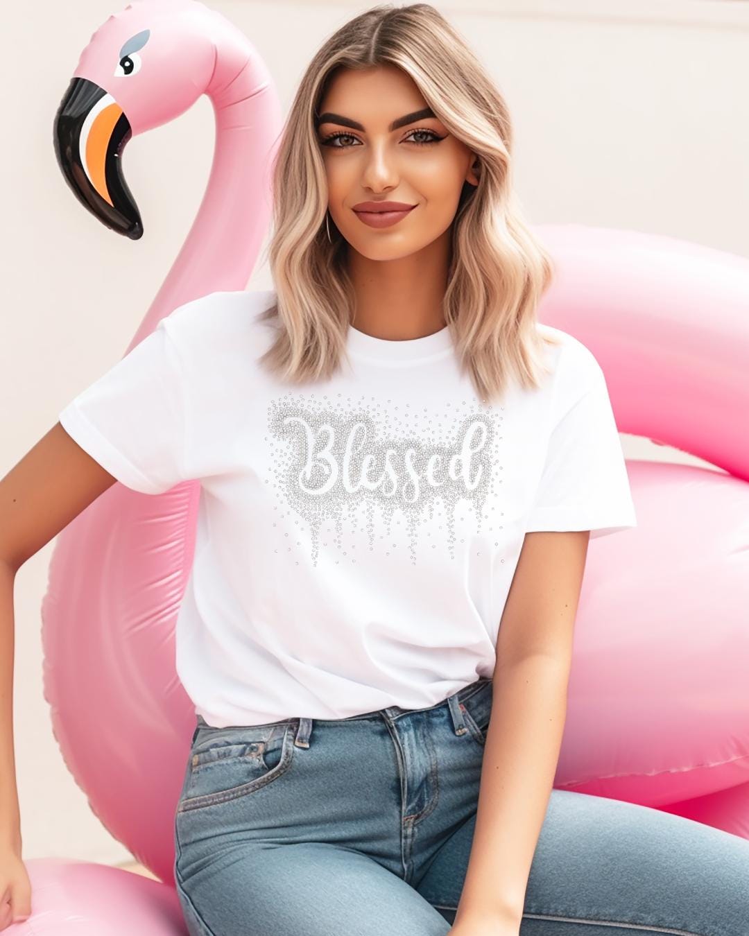 Blessed Rhinestone Transfer Iron-on Hotfix Design for Apparel Sparkling ...