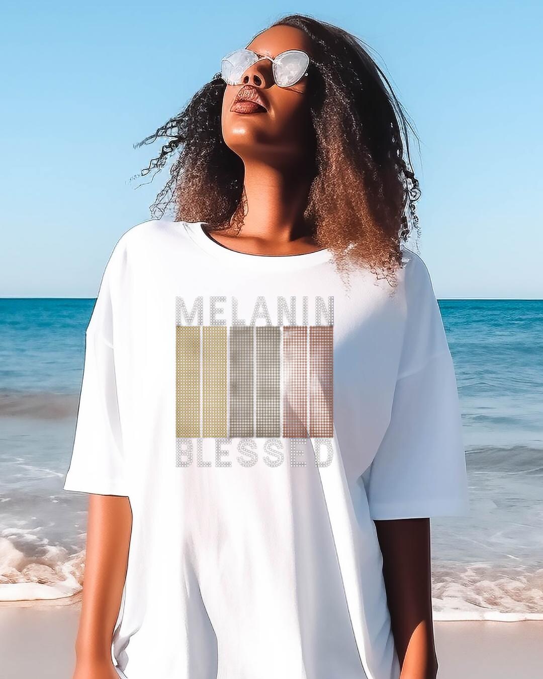 Melanin Blessed Rhinestone Transfer – Iron-on Bling Design for Apparel ...