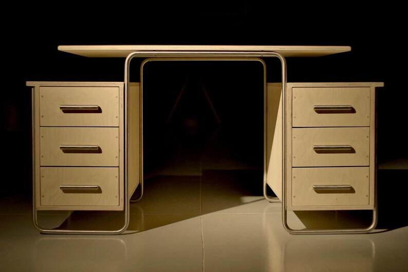 Mid Century Modern Desk for Office, Desk With Drawers, Wooden Desk ...