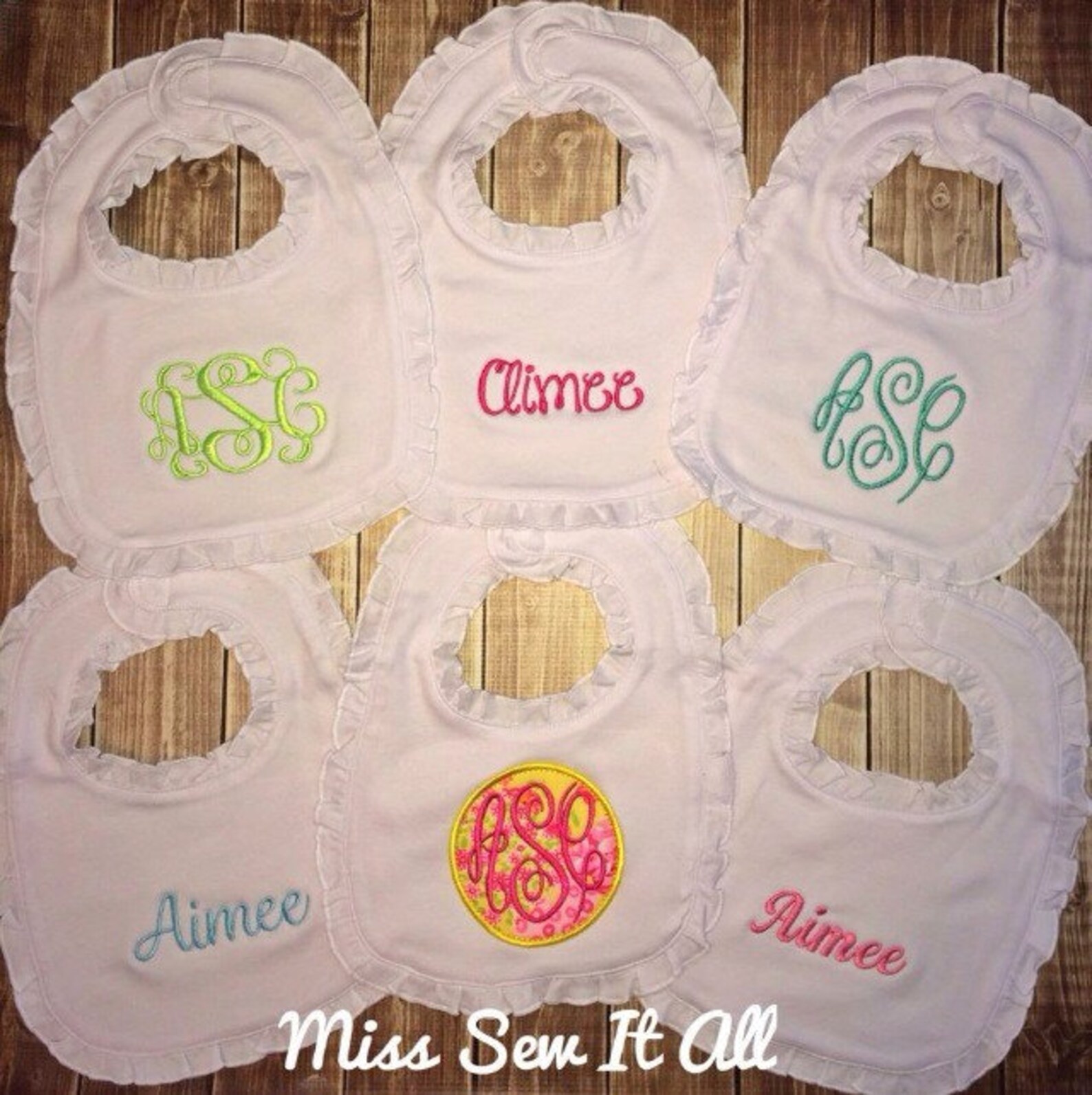 Baby Girl Ruffle Bibs With Monogram - Etsy
