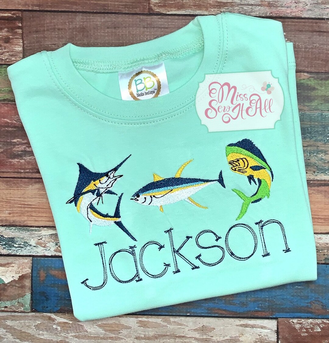 Boys Fishing Shirt, Big Game Fish, Custom Name - Etsy