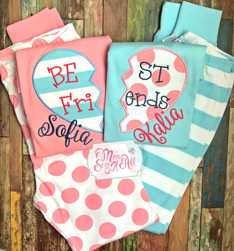 Girls Best Friend Pajamas, Custom Best Friend Pajama Sets, Girls Pajama ...