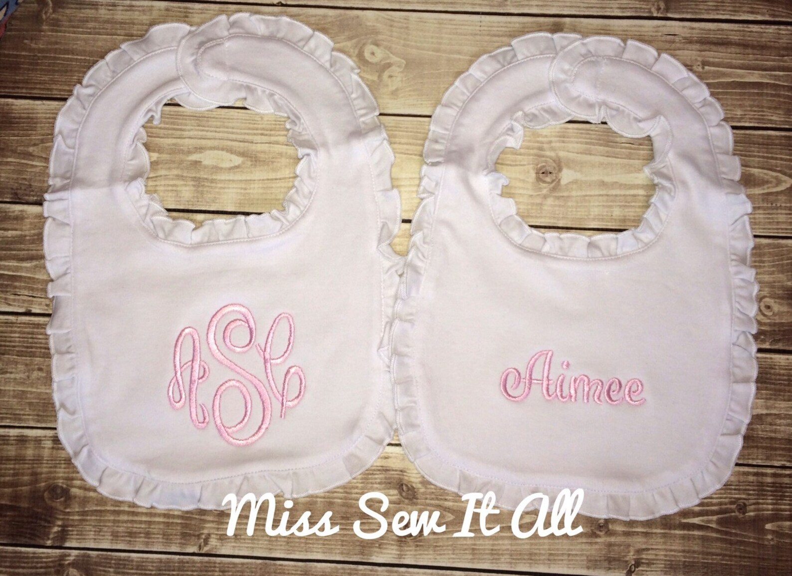 Baby Girl Ruffle Bibs With Monogram - Etsy