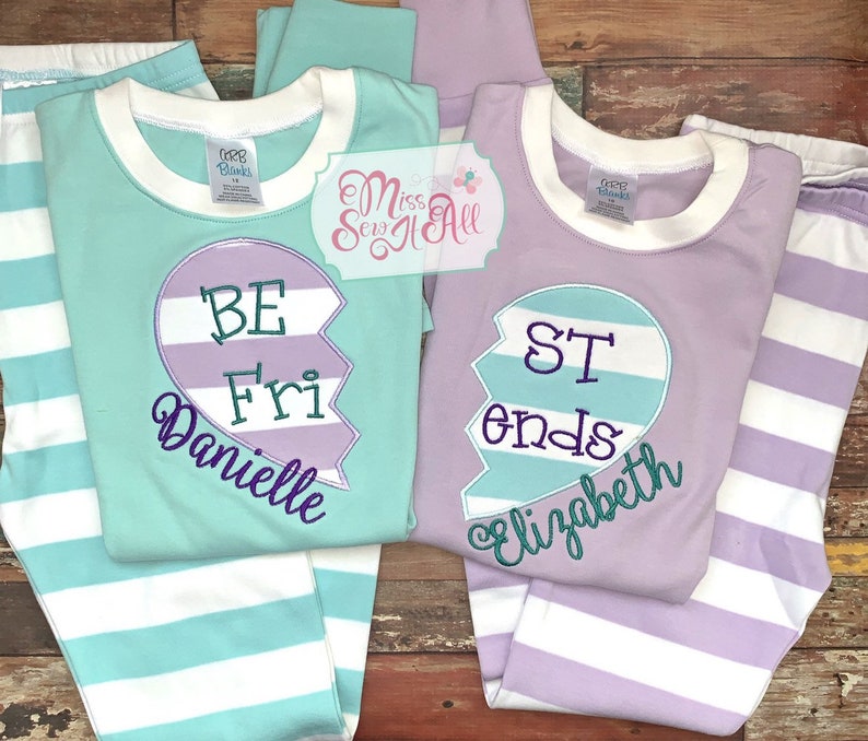 Girls Best Friend Pajamas, Custom Best Friend Pajama Sets, Girls Pajama ...