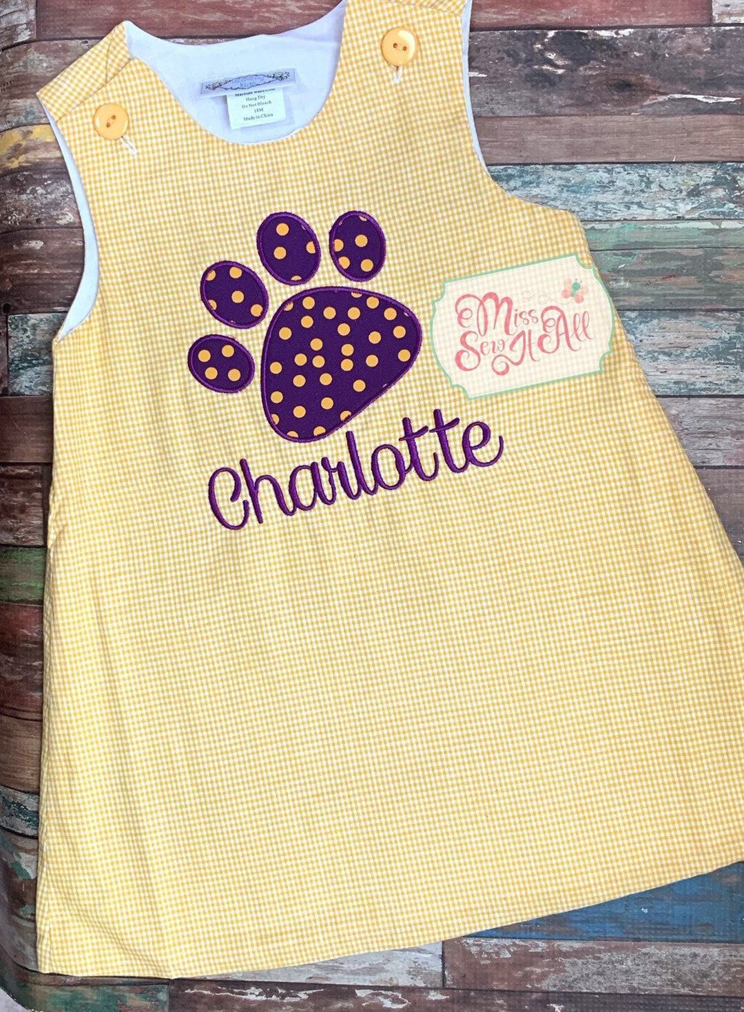 Paw Print Dress, Girls Tiger Dress, Custom Tigers Dress, Purple Tiger ...