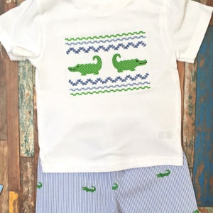 Faux Smocked Alligator Shorts Set - Etsy