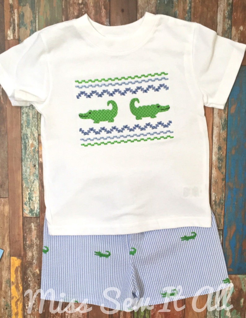 Faux Smocked Alligator Shorts Set | Etsy