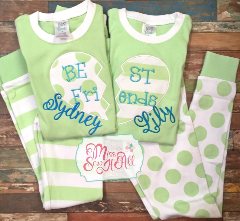 Girls Best Friend Pajamas, Custom Best Friend Pajama Sets, Girls Pajama ...