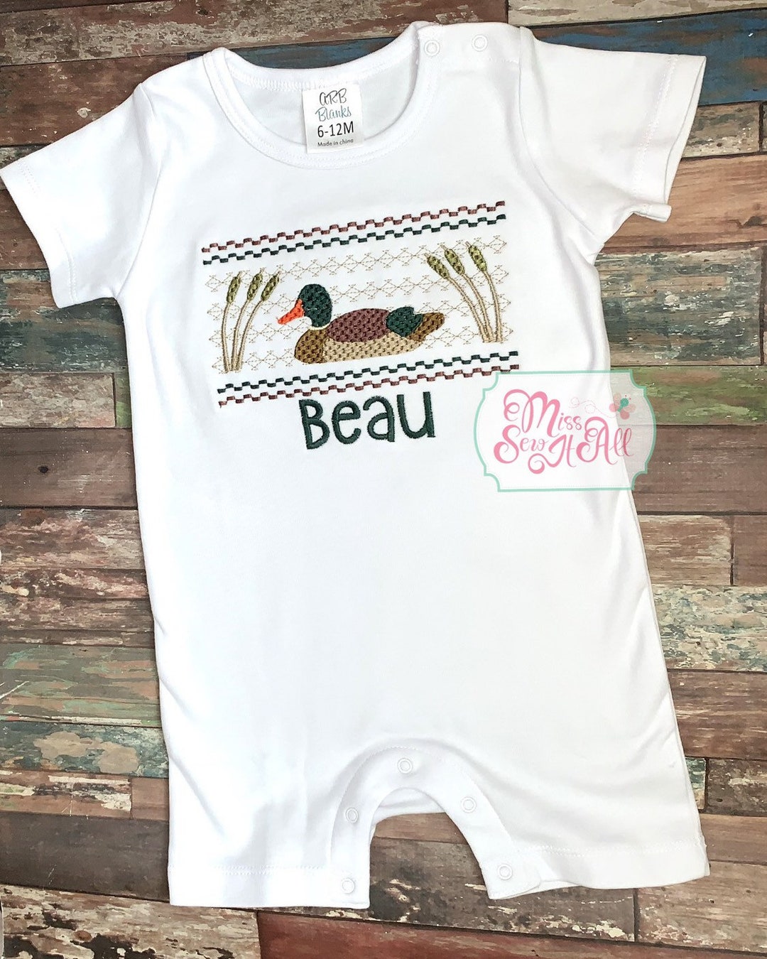 Smocked Mallard Romper, Boys Mallard Duck Romper, Boys Mallard Duck ...