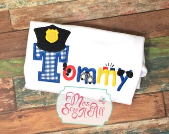 Blue Line Police Monogram Embroidery Font Instant Download