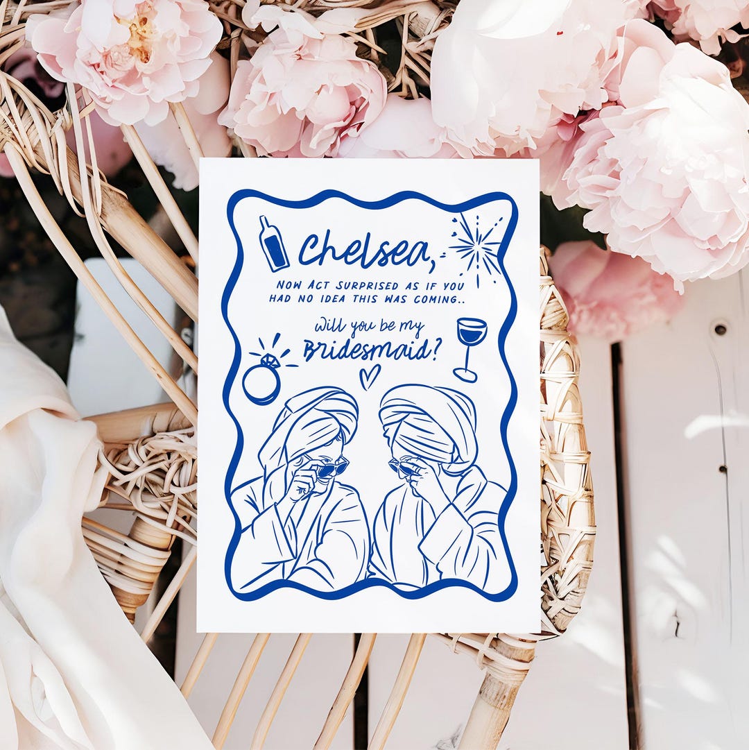 Custom Bridesmaid Drawing Proposal Card | "will You Be My" Invite ...