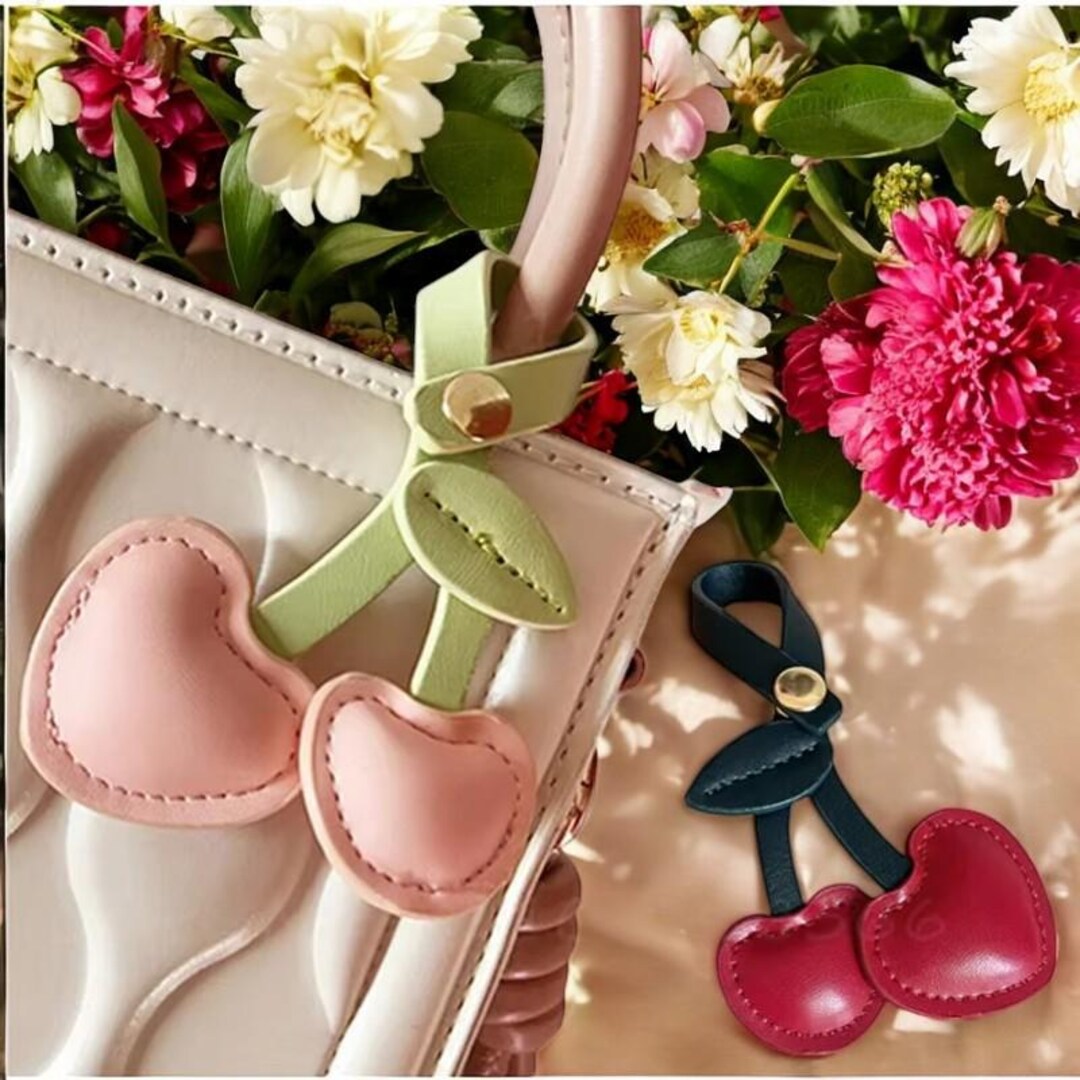 Cherry Charm, Genuine Leather Fruit Bag Charm, Cherry Handbag ...