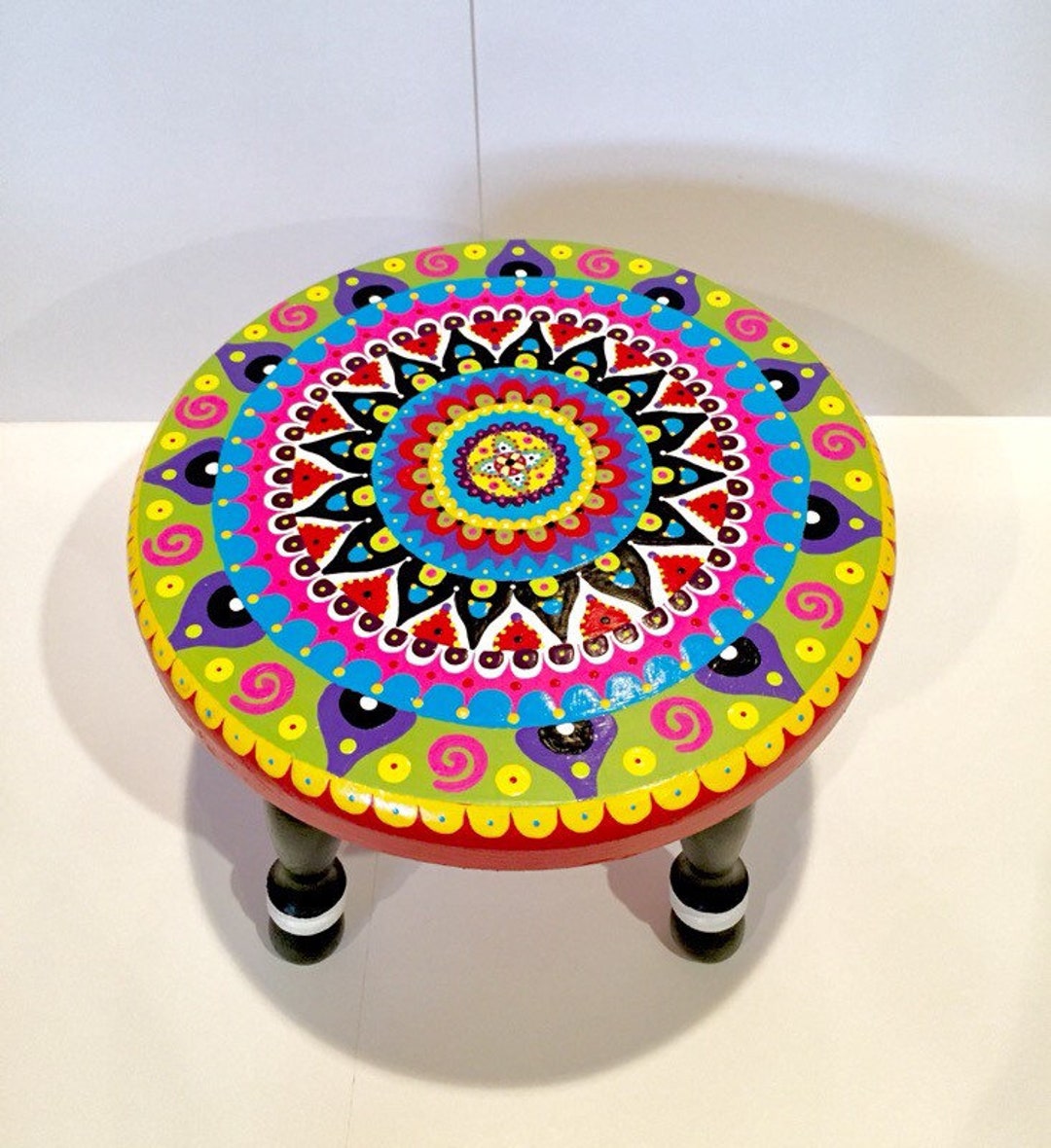 Hand Painted Step Stool Mandala Stool Kids Furniture Meditation Space ...