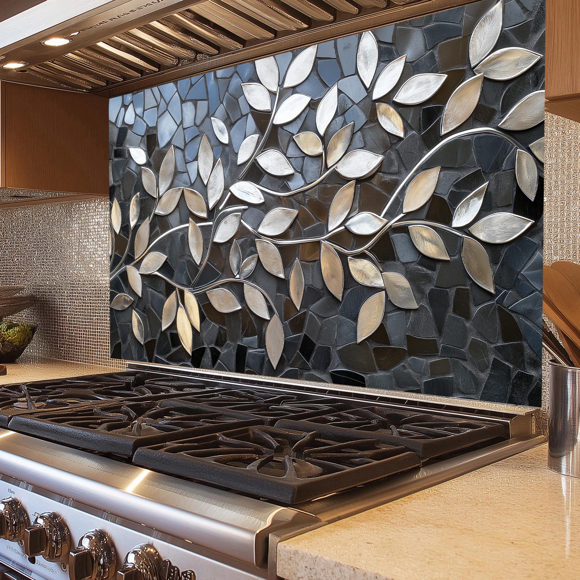 Leaf Tempered Glass Kitchen Backsplash Behind Stove,glass Backsplash ...