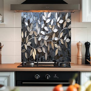 Leaf Tempered Glass Kitchen Backsplash Behind Stove,glass Backsplash ...