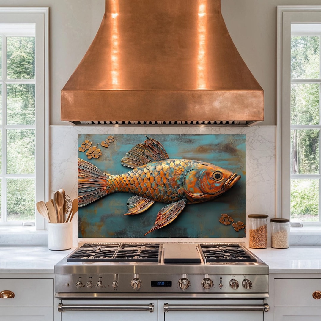 Tempered Glass Fish Kitchen Behind Stove,glass Backsplash for Kitchen ...