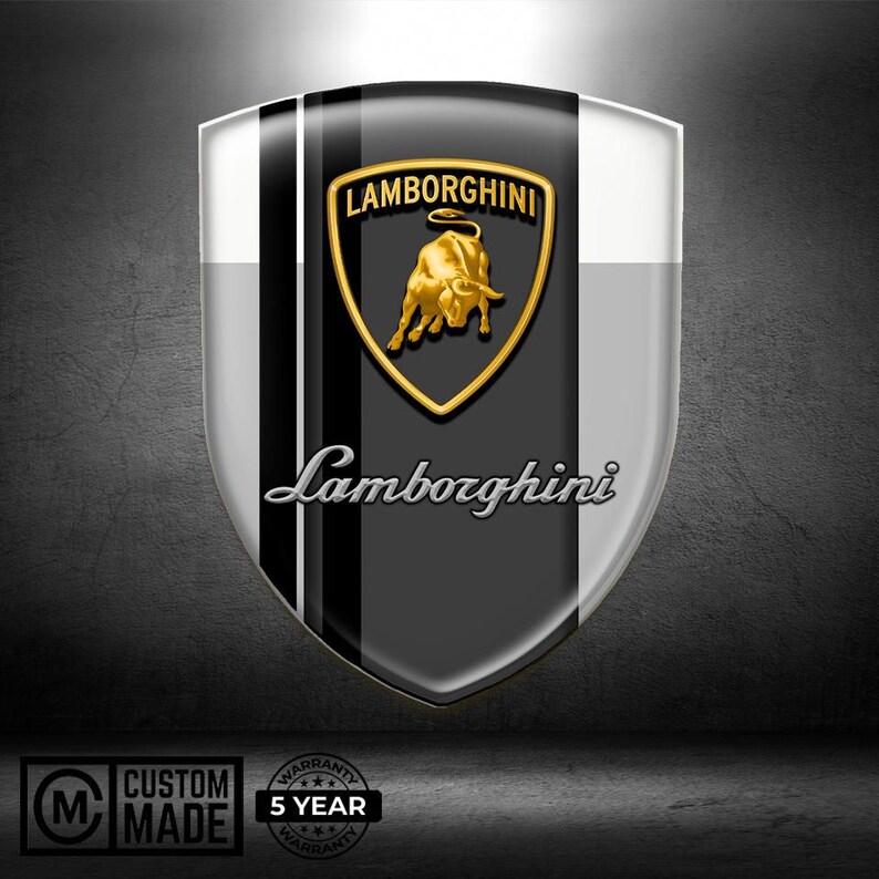 Lamborghini Shield Emblems: Epoxy Resin Carbon Fiber Design. 2 Pcs Set ...