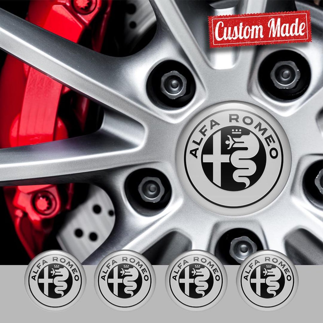 ALFA ROMEO Wheel Emblem Center Caps/black and White Self-adhesive Wheel ...