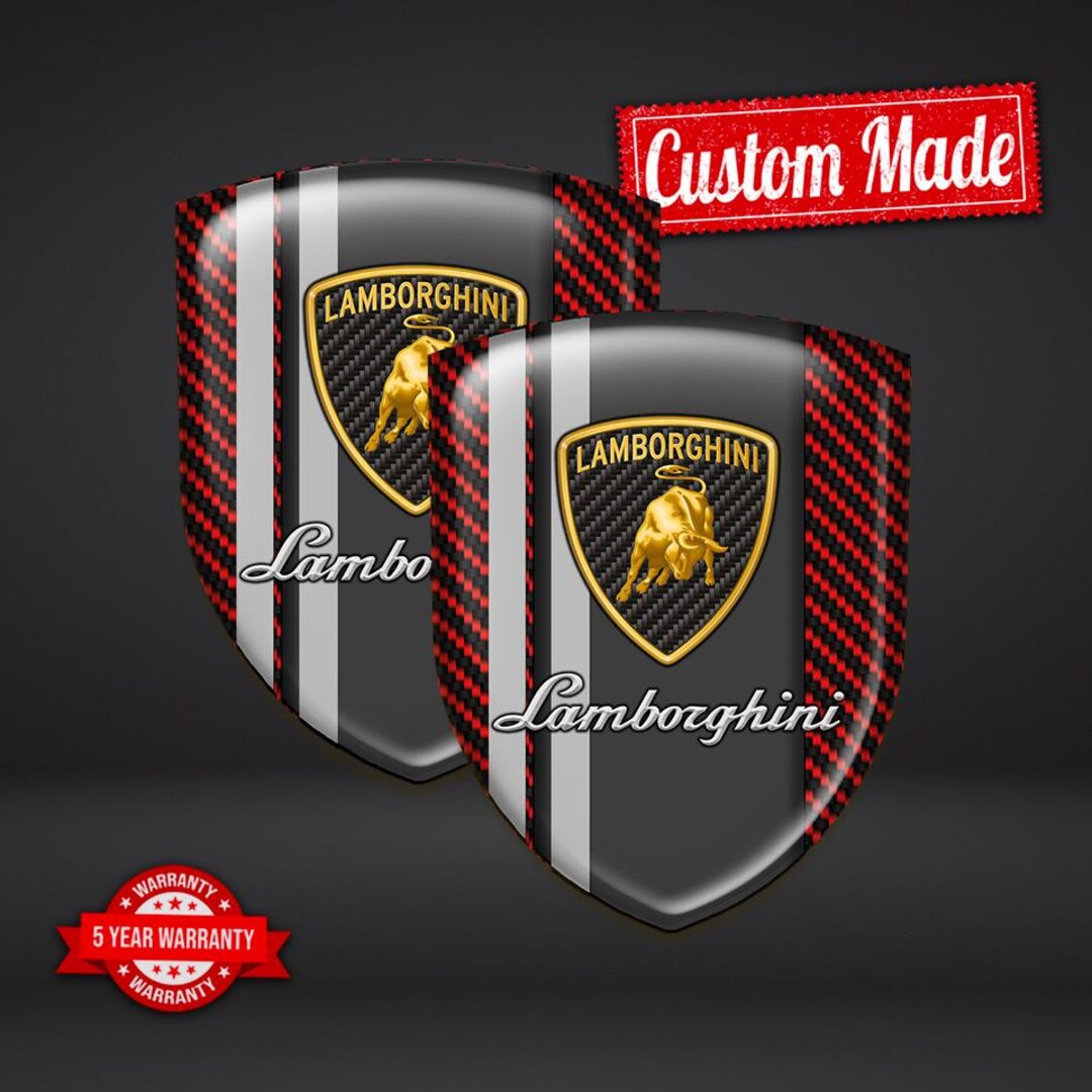 Lamborghini Shield Emblems: Epoxy Resin Carbon Fiber Design. 2 Pcs Set ...