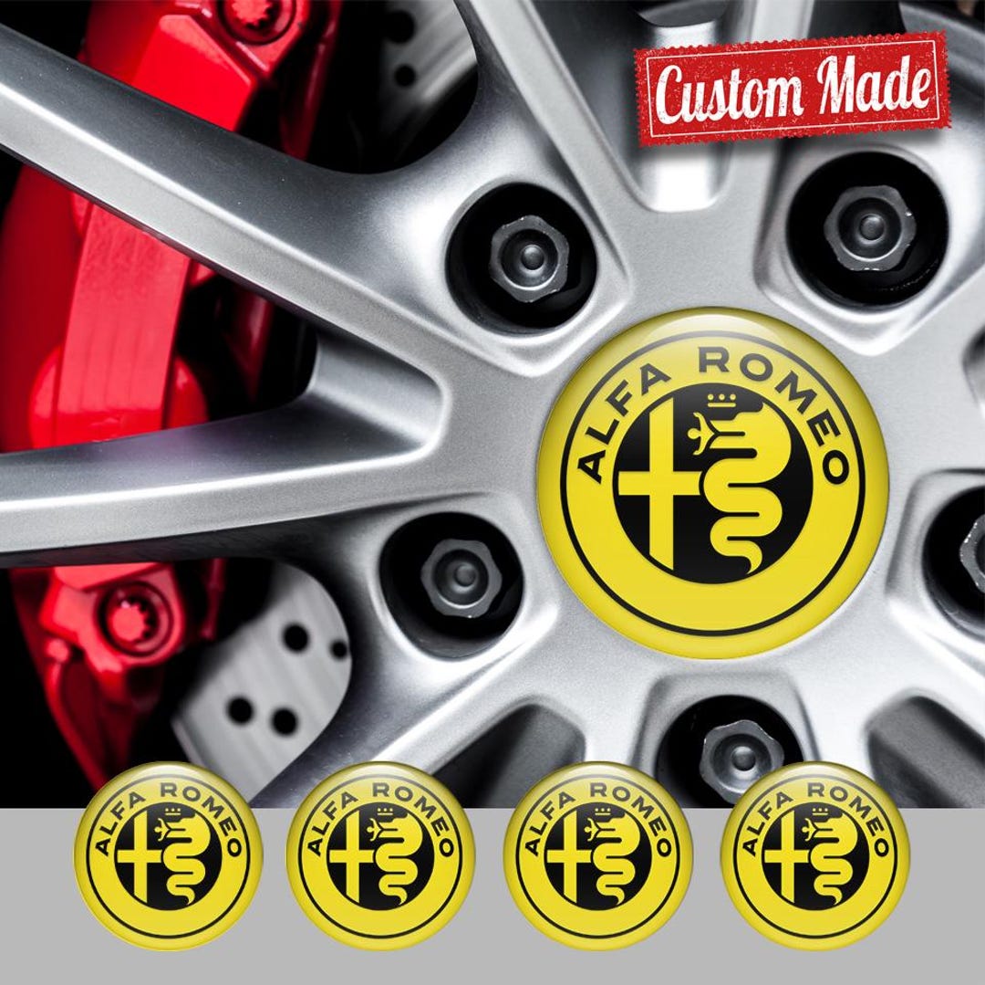 ALFA ROMEO Wheel Emblem Center Caps/yellow Design Self-adhesive Wheel ...