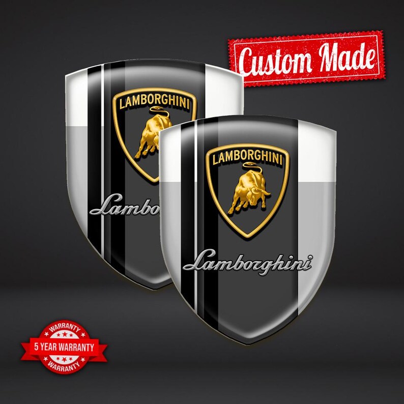 Lamborghini Shield Emblems: Epoxy Resin Carbon Fiber Design. 2 Pcs Set ...