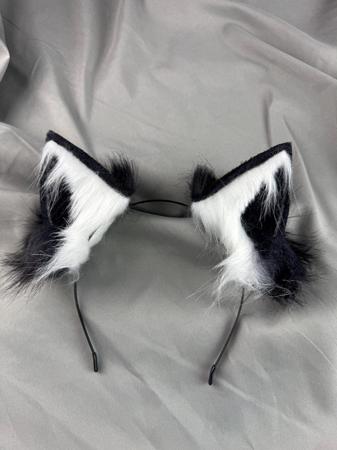 Black White Cosplay Wolf Ears Headband Hanfu Dog Ear Handmade Cat Ear ...