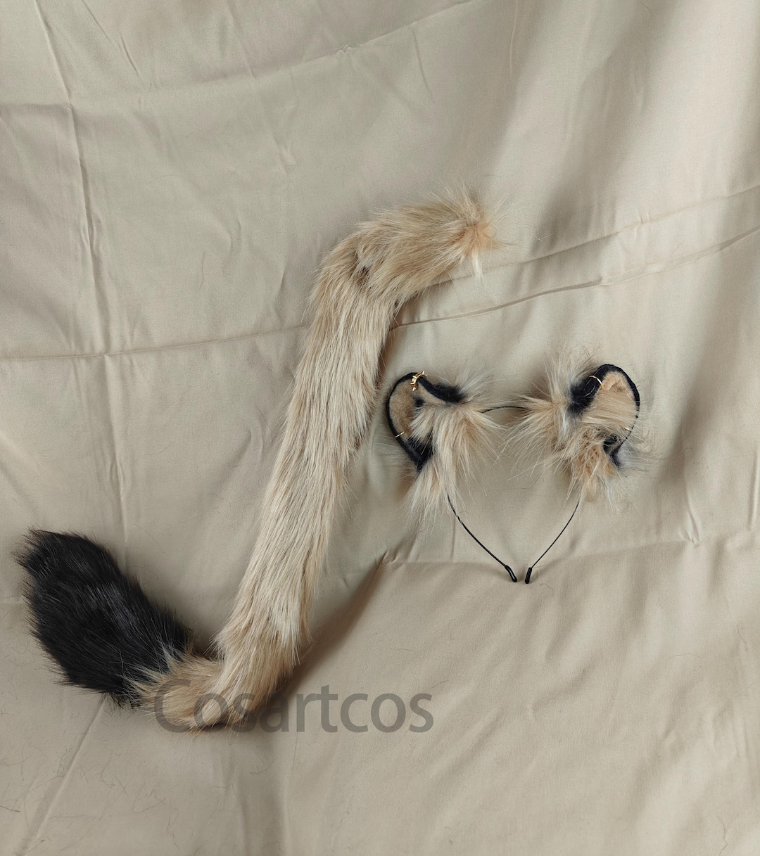 Handmade Anime Lion Ear Tail Headband Faux Fur Animal Ear Halloween ...