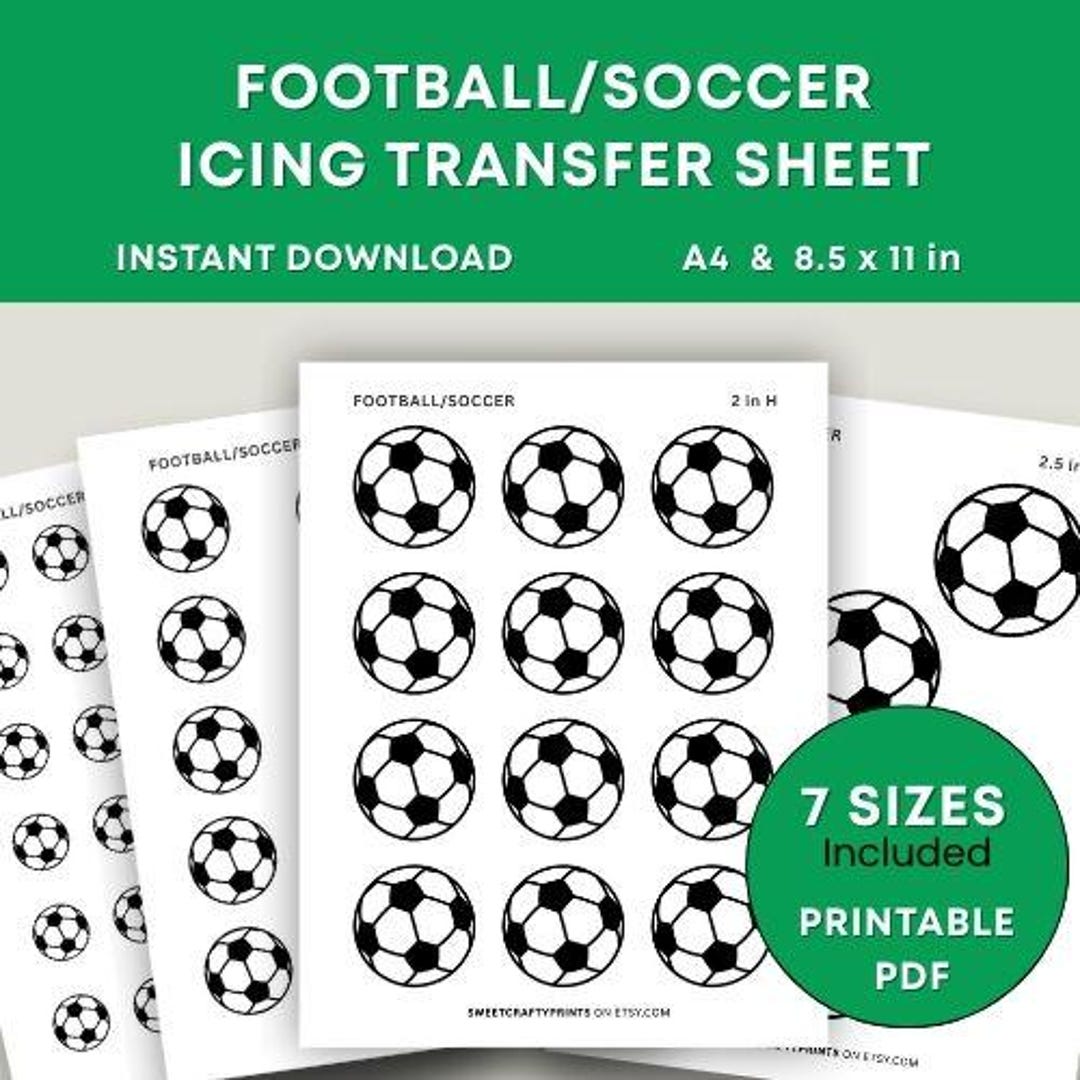 Royal Icing Football/soccer Transfer Sheets | Printable Soccer Icing ...