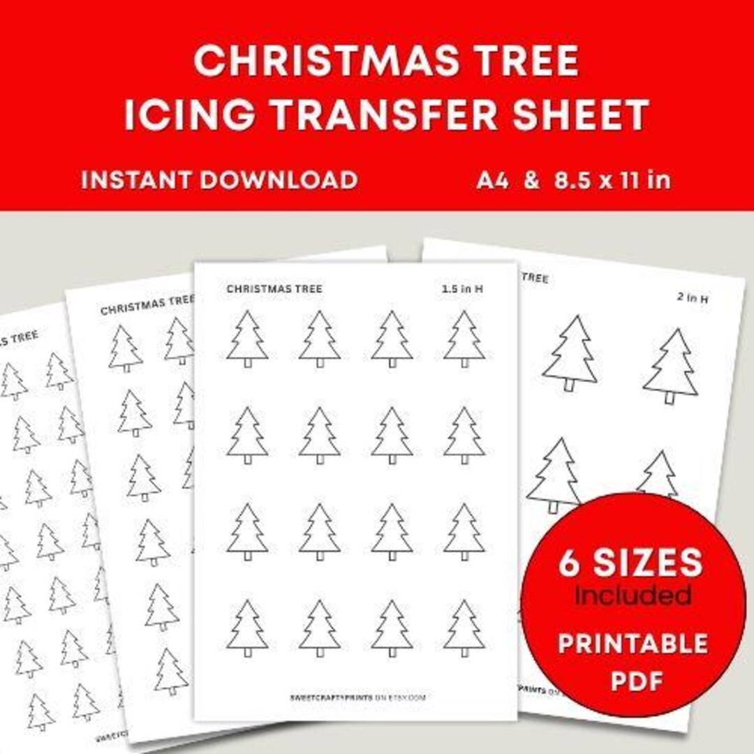 Royal Icing Transfer Template Printable | Christmas Tree Icing Template ...