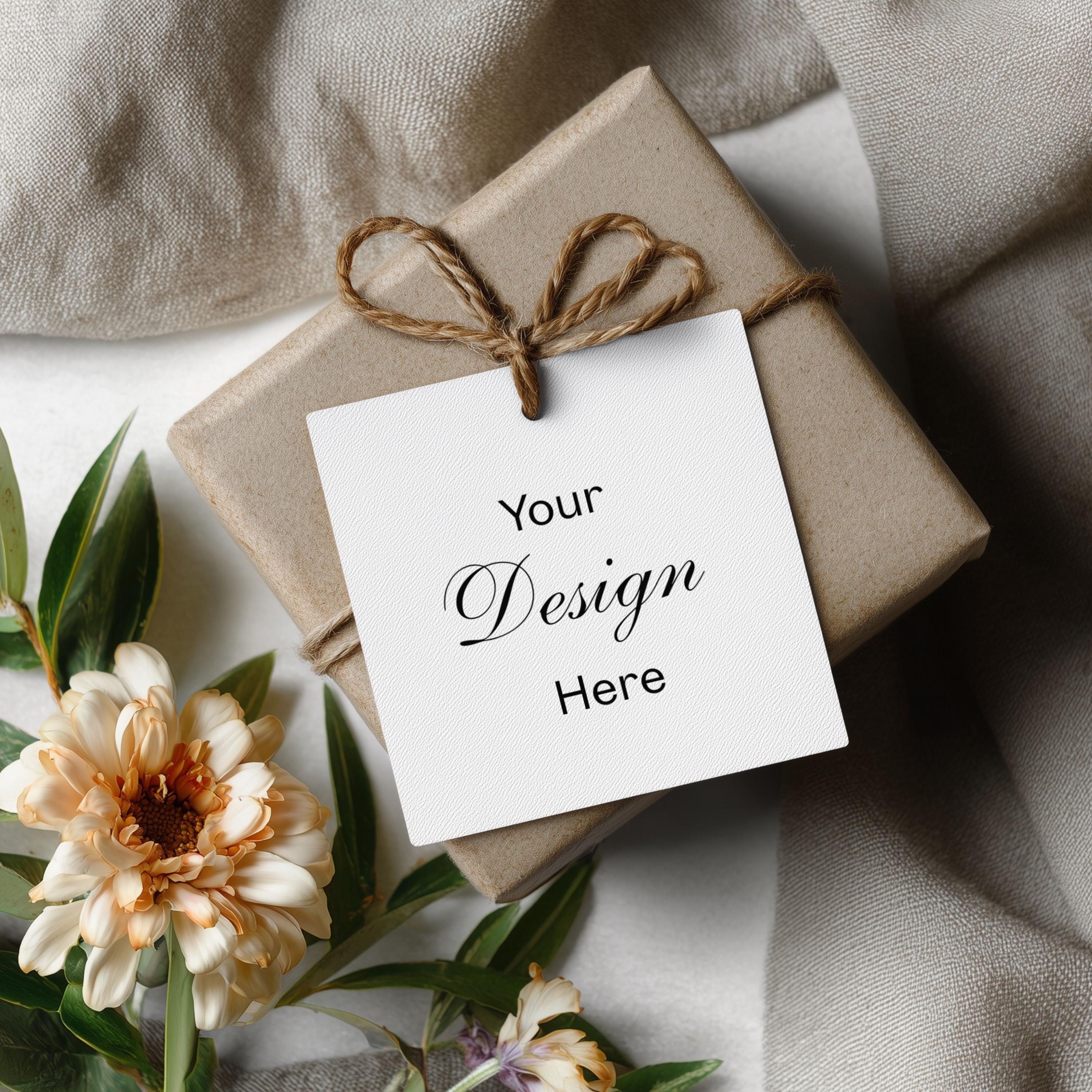 Square Gift Tag Mockup: PSD PNG JPEG, Label, Birthday or Thank You ...