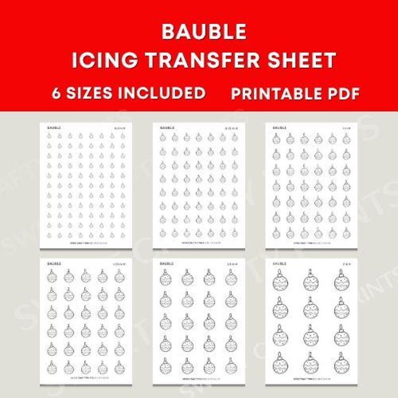 Royal Icing Bauble Transfer Template | Printable Christmas Icing ...