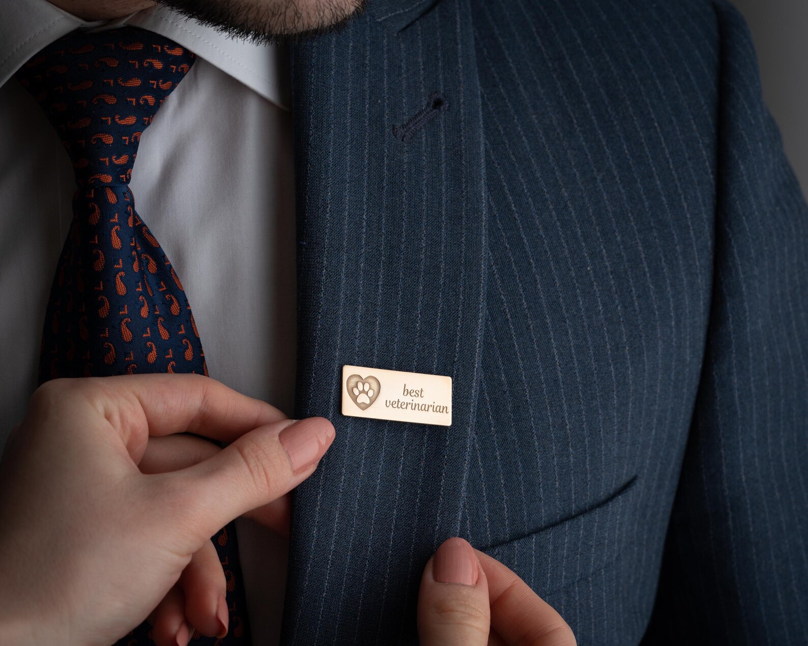 Personalized Sterling Silver Nameplate Lapel Pin, Professional Collar ...