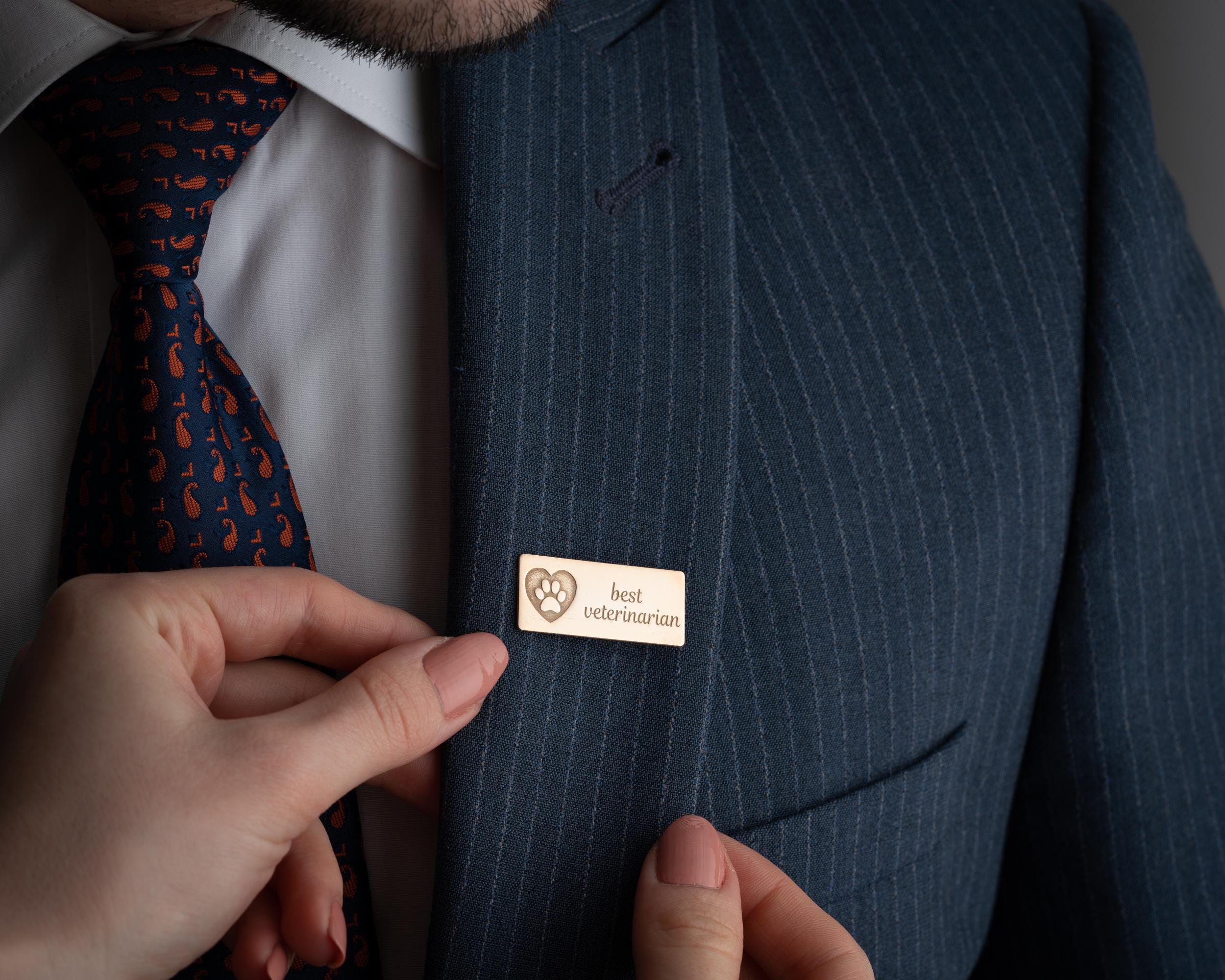 Personalized Sterling Silver Nameplate Lapel Pin, Professional Collar ...