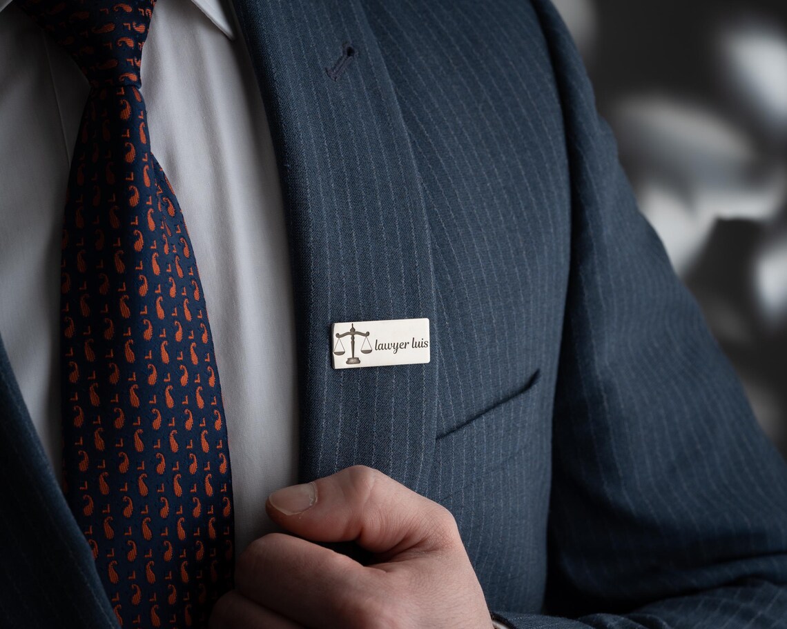 Personalized Sterling Silver Nameplate Lapel Pin, Professional Collar ...