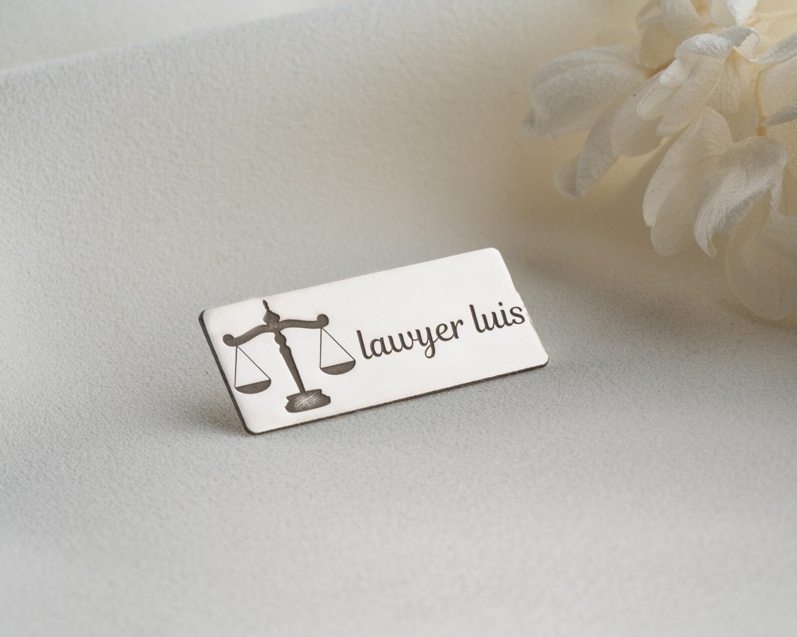 Personalized Sterling Silver Nameplate Lapel Pin, Professional Collar ...