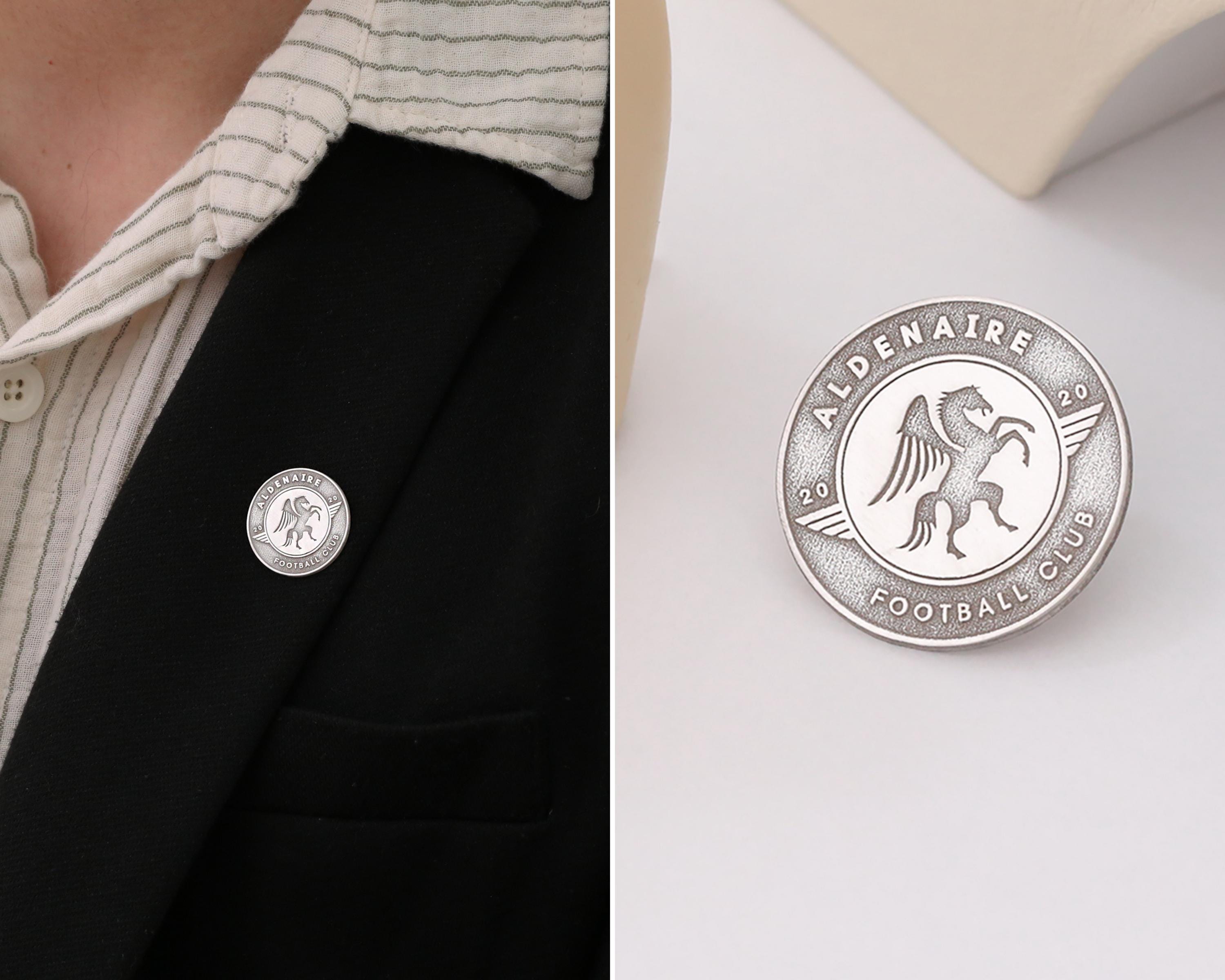 Personalized Jacket Collar Logo Pin, Engraved Company Logo Lapel Pin ...