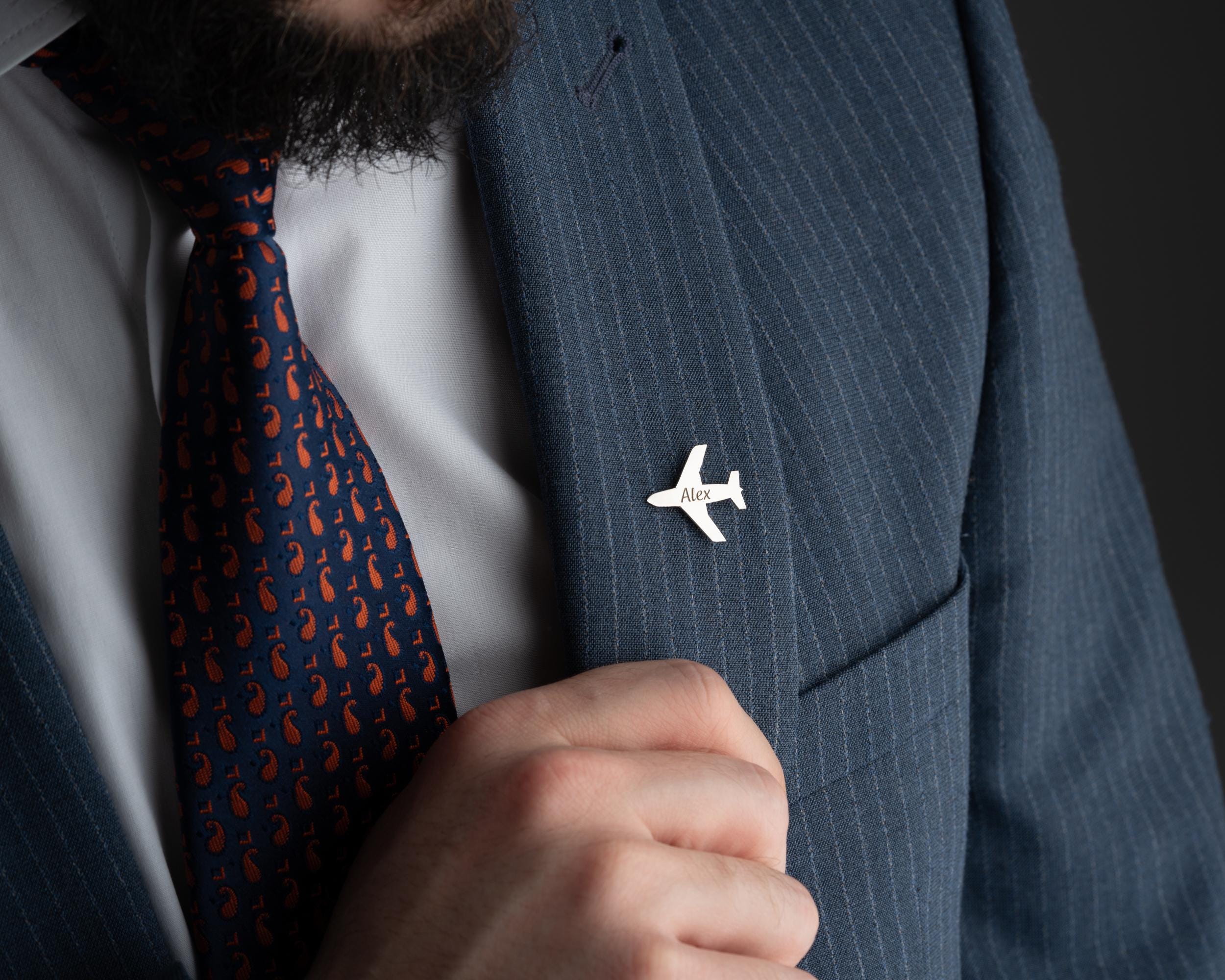 Airplane Lapel Pin, Flight Attendant Jacket Collar Name Aircraft, Pilot ...