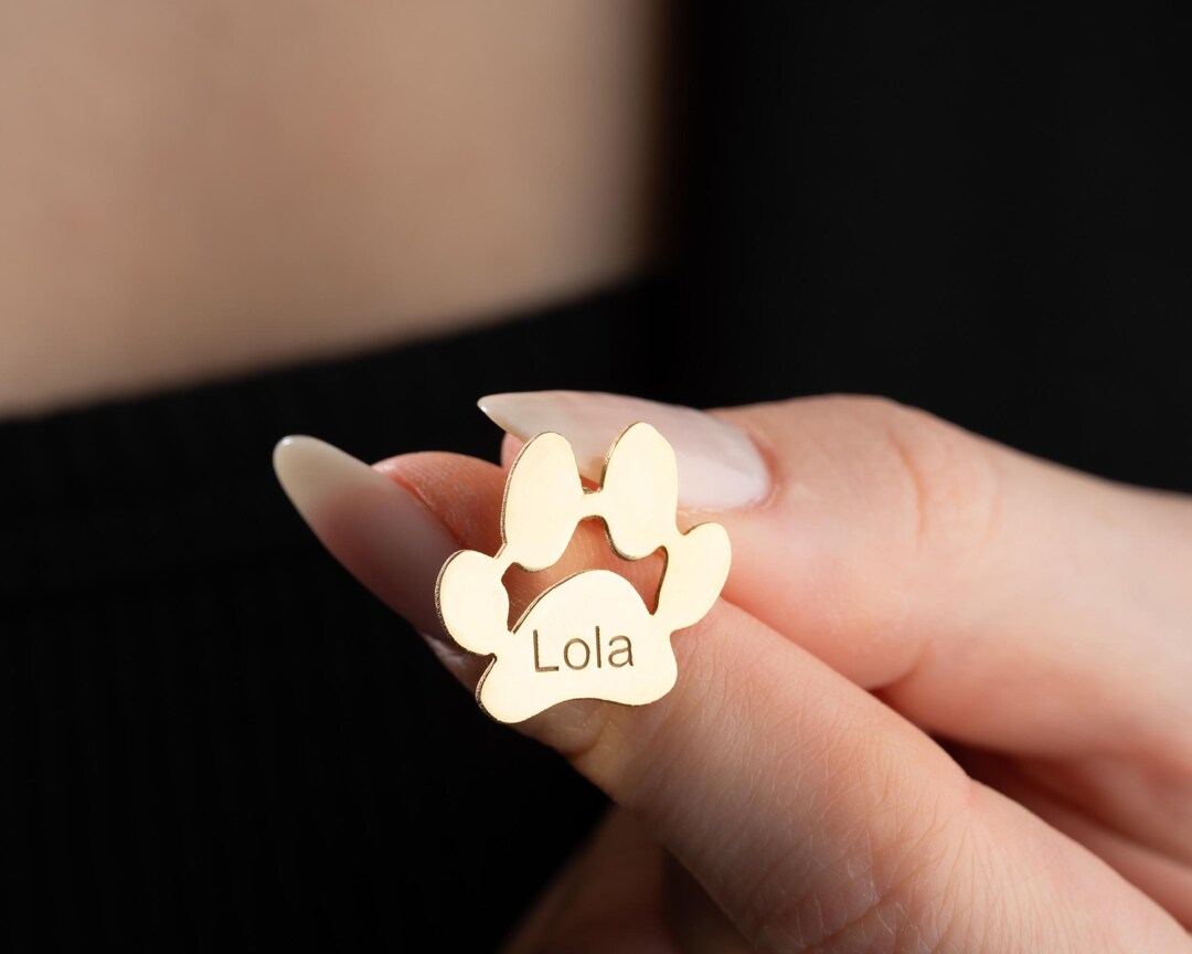 Personalized Pet Paw Print Pin, Custom Name Brooch, Pet Memorial - Etsy