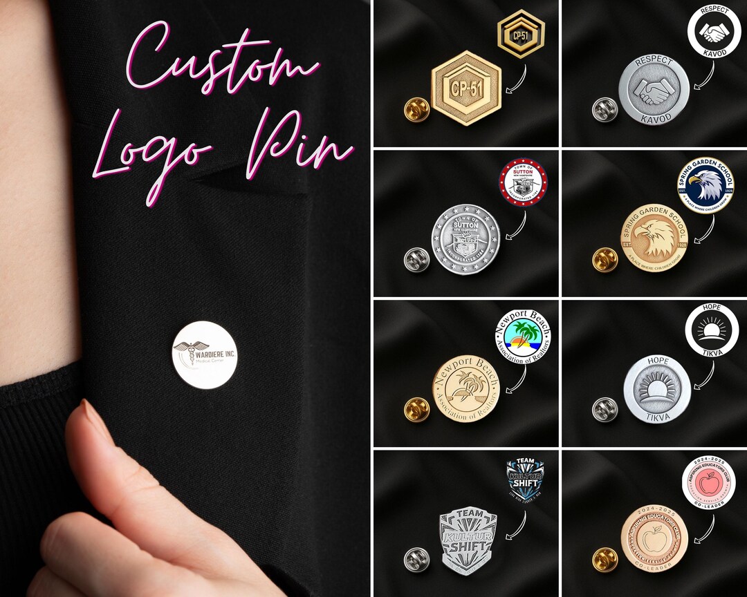 Custom Logo Lapel Pin, Engraved Company Badge, Handmade - Etsy