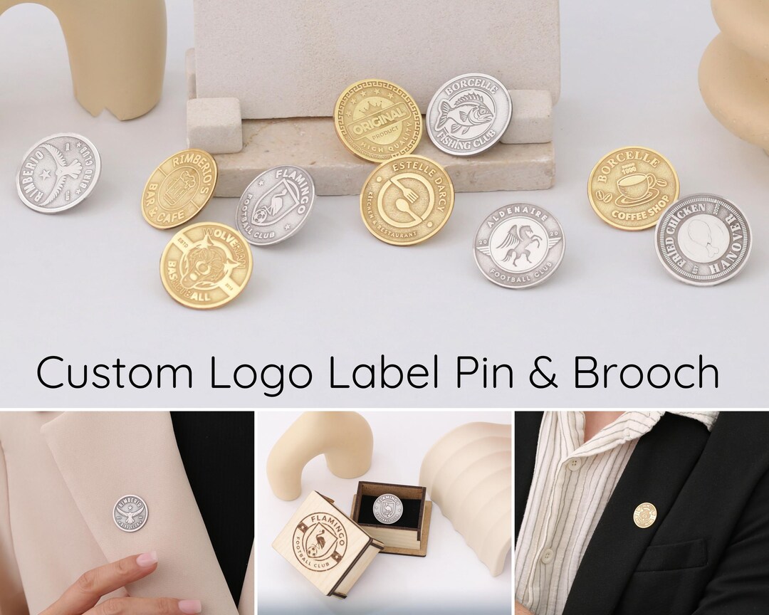 Personalized Jacket Collar Logo Pin, Engraved Company Logo Lapel Pin ...