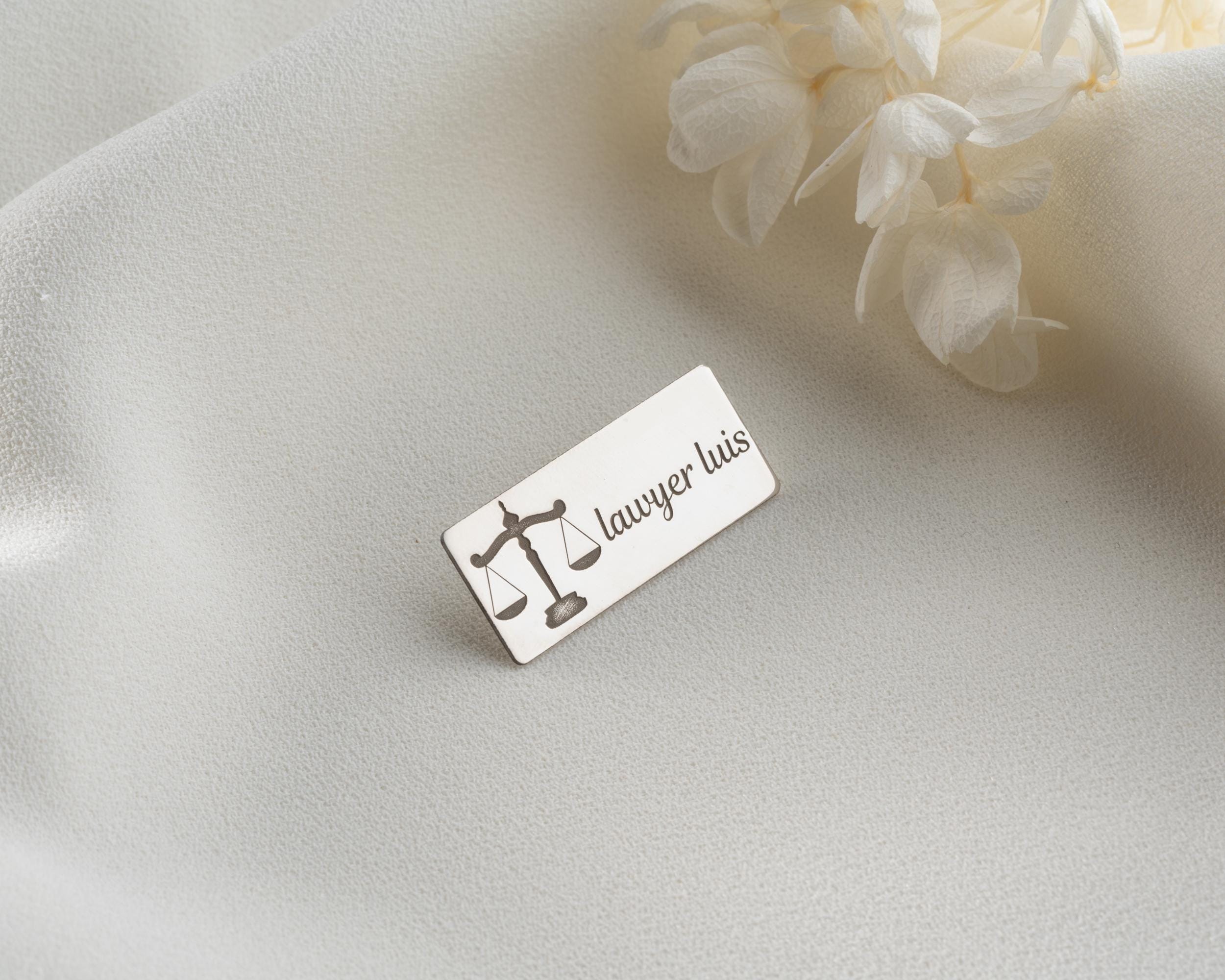 Personalized Sterling Silver Nameplate Lapel Pin, Professional Collar ...