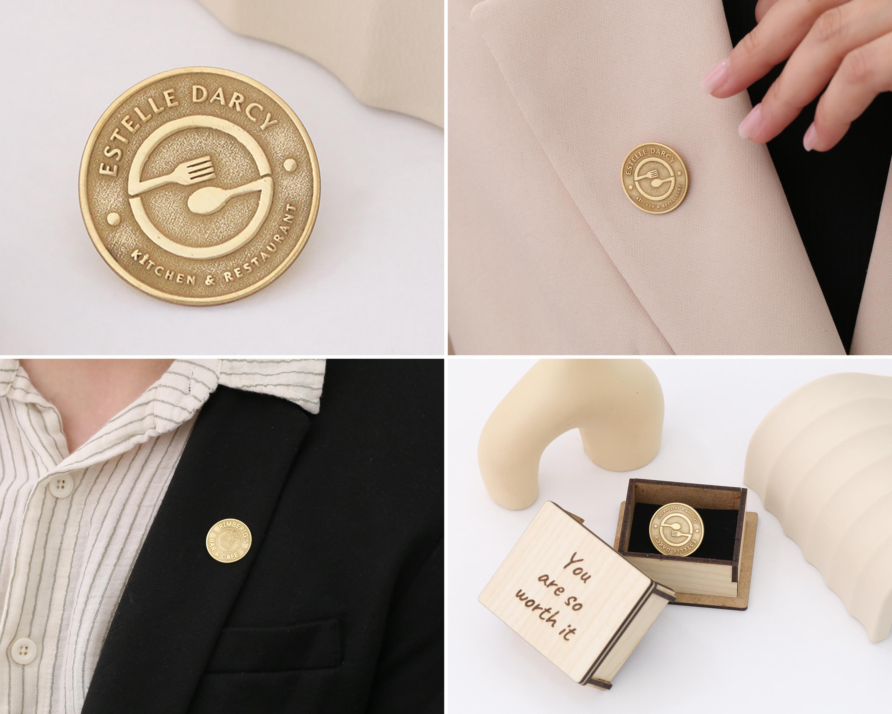 Personalized Jacket Collar Logo Pin, Engraved Company Logo Lapel Pin ...