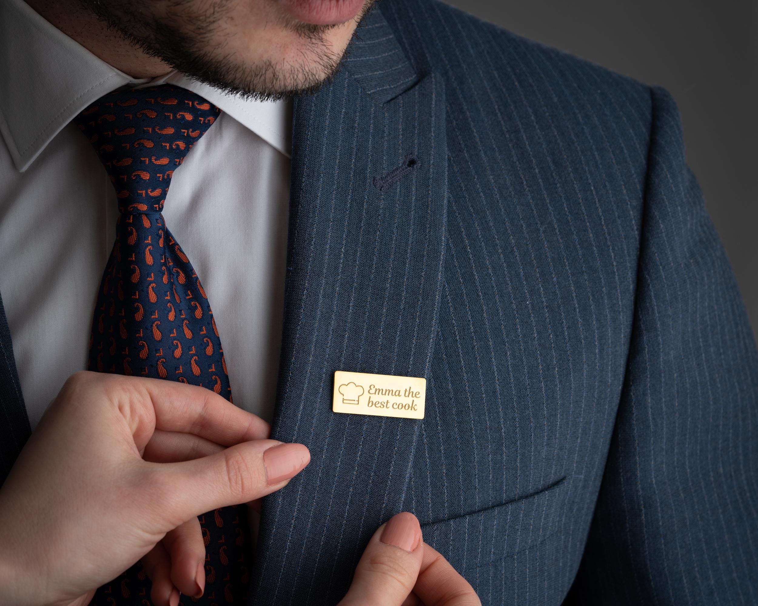 Personalized Sterling Silver Nameplate Lapel Pin, Professional Collar ...